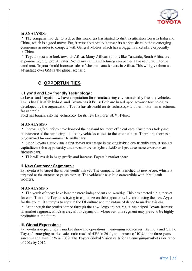 Marketing Strategies & Plans of Toyota | DOCX | Automotive Industry ...