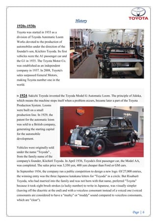 Marketing Strategies & Plans of Toyota | DOCX