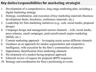 Marketing strategist job description | PPT