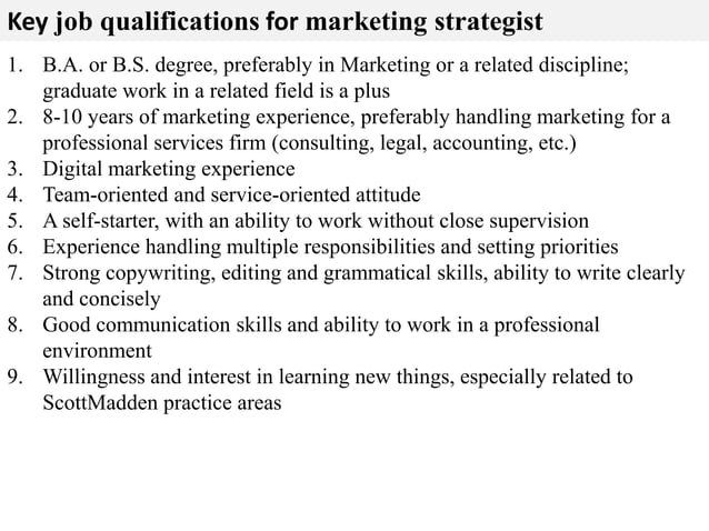 Marketing strategist job description | PPT