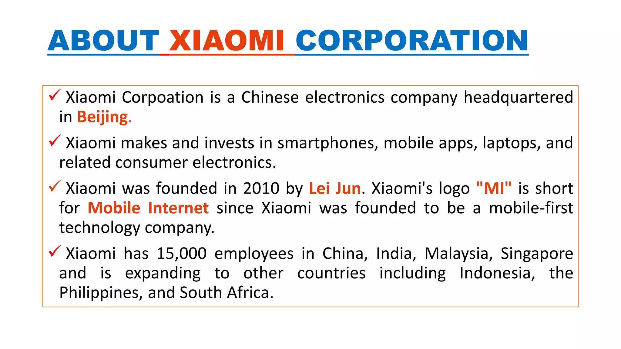 Marketing strategy Of Xiaomi Inc. | PPTX