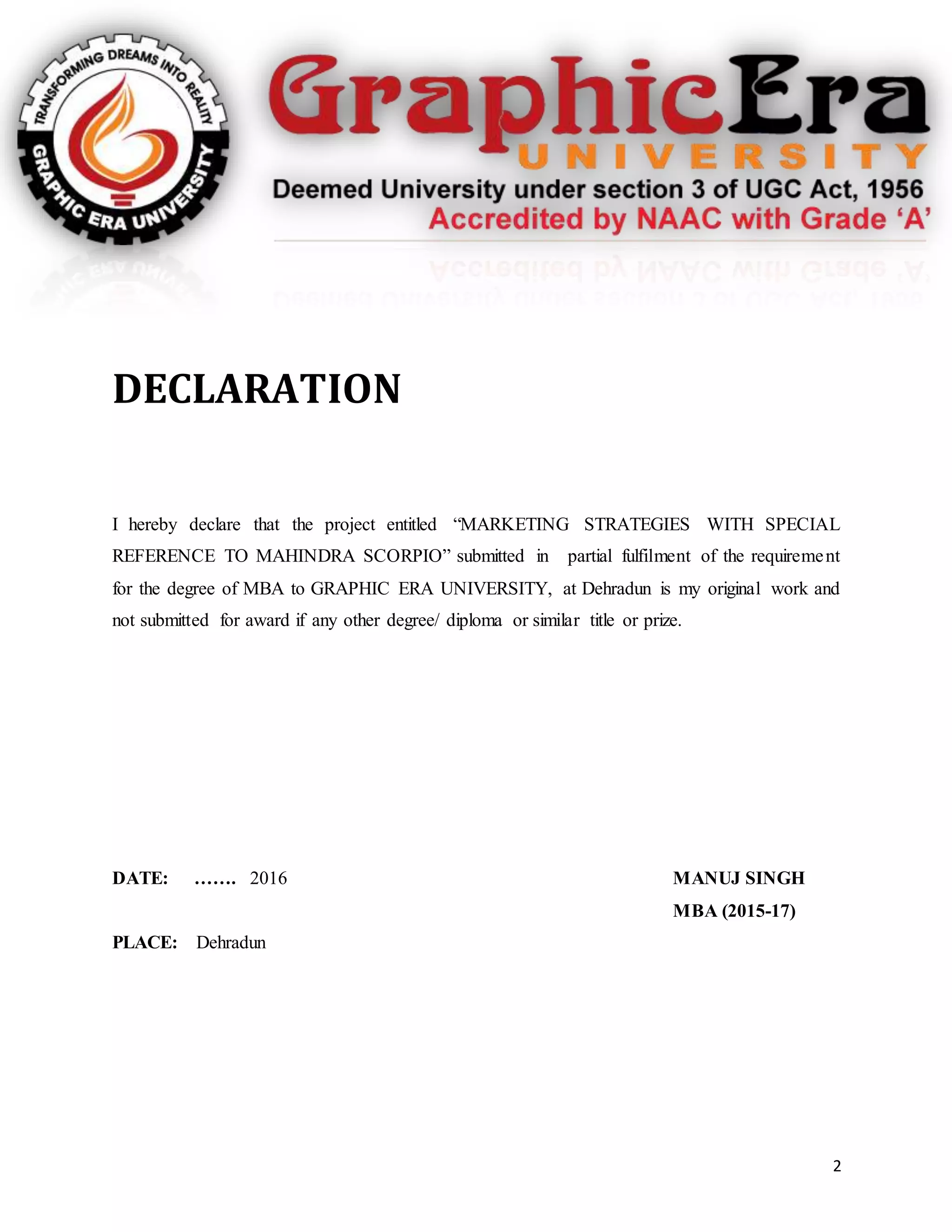 MBA marketing (summer internship report) | DOCX