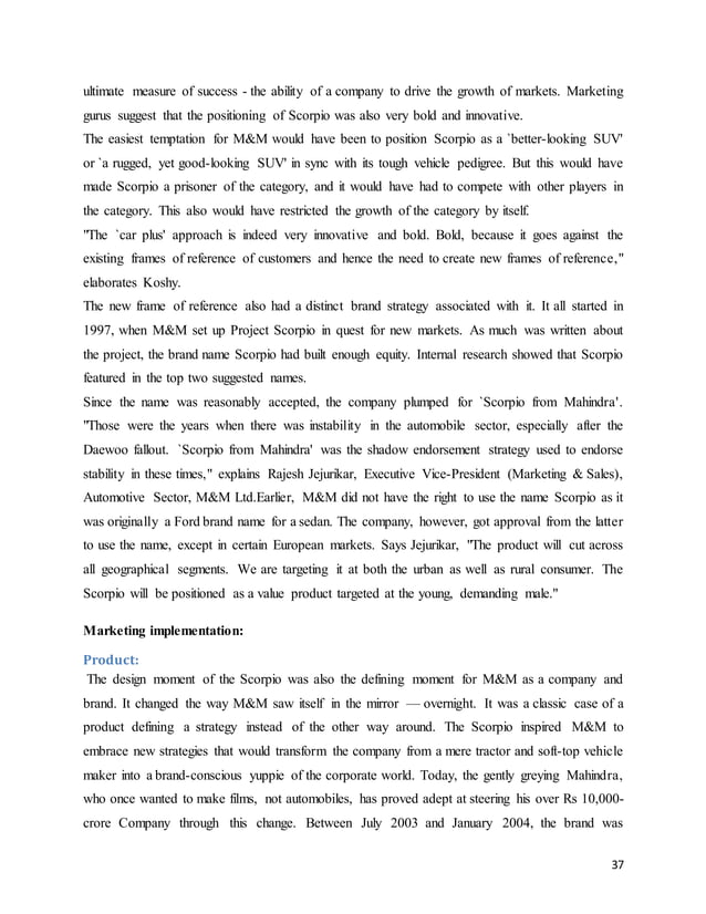 MBA marketing (summer internship report) | DOCX