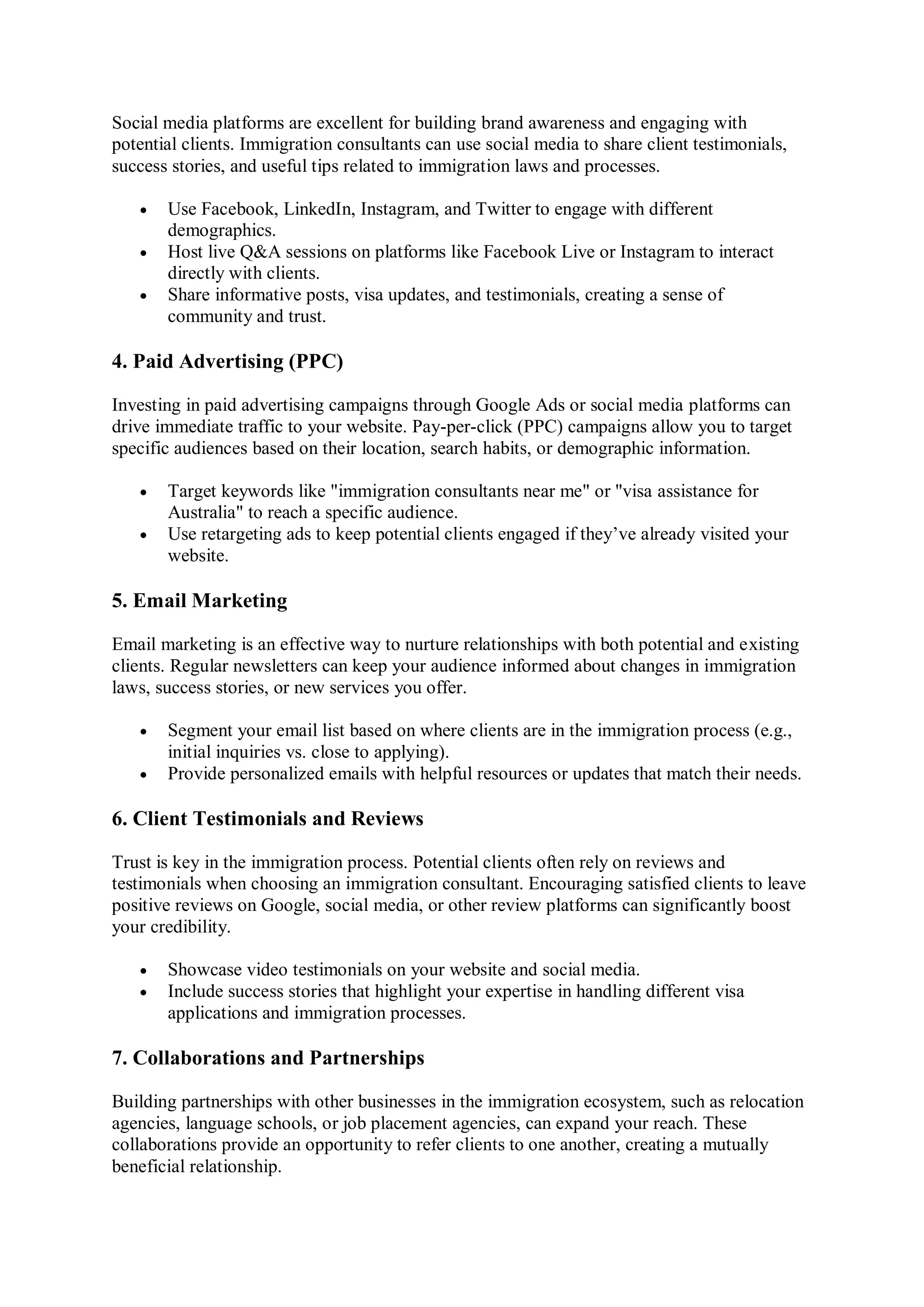 Marketing Strategy for Immigration Consultants | PDF