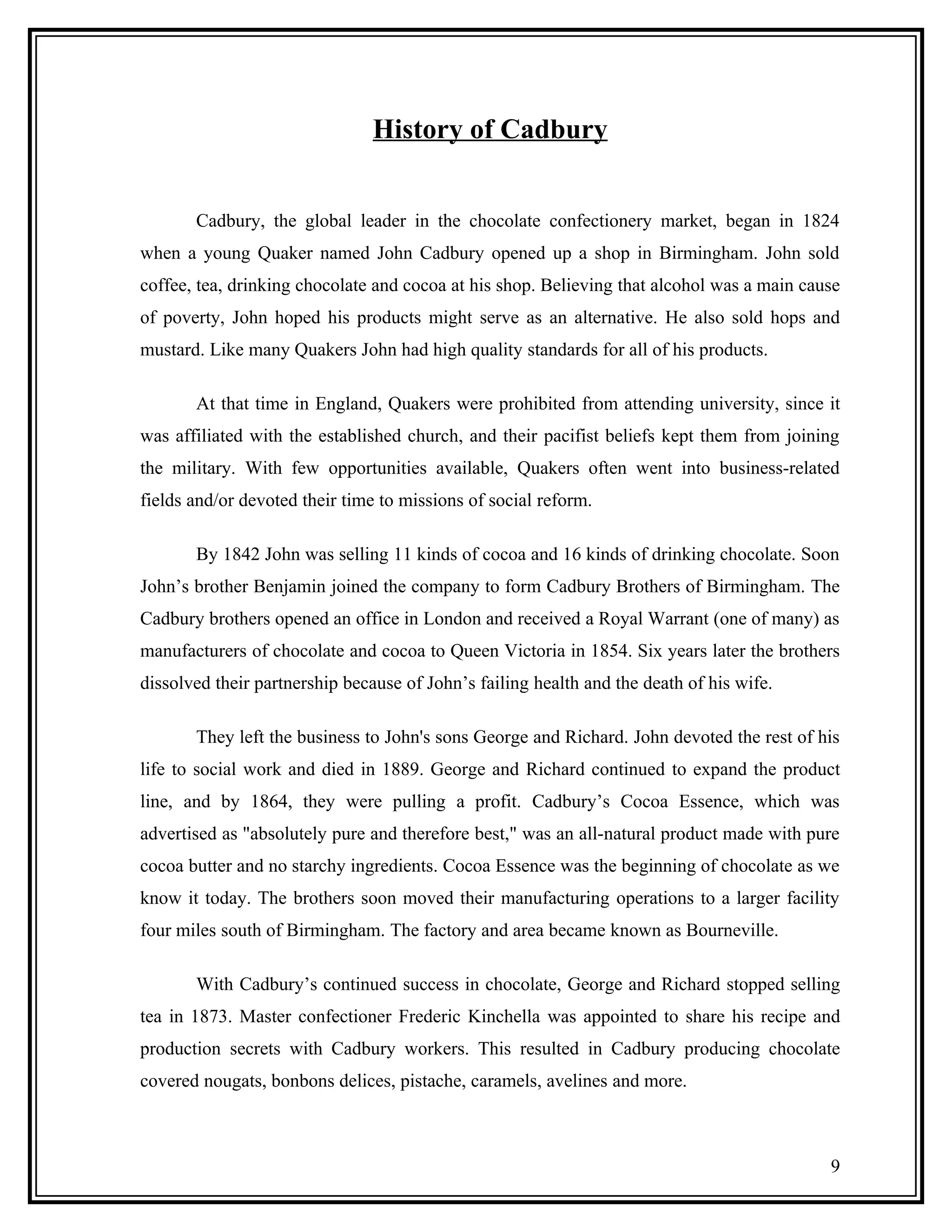 Marketing strategy of cadbury company | PDF