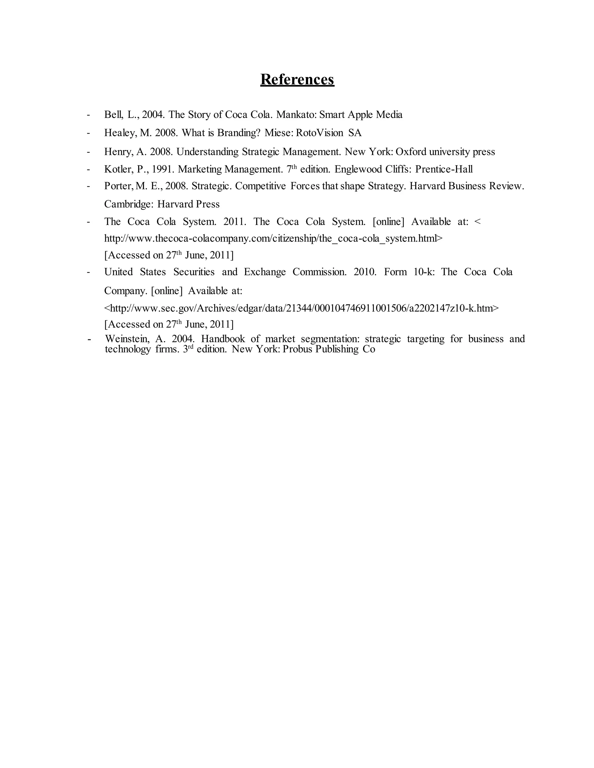 Marketing strategy of coca cola | DOCX