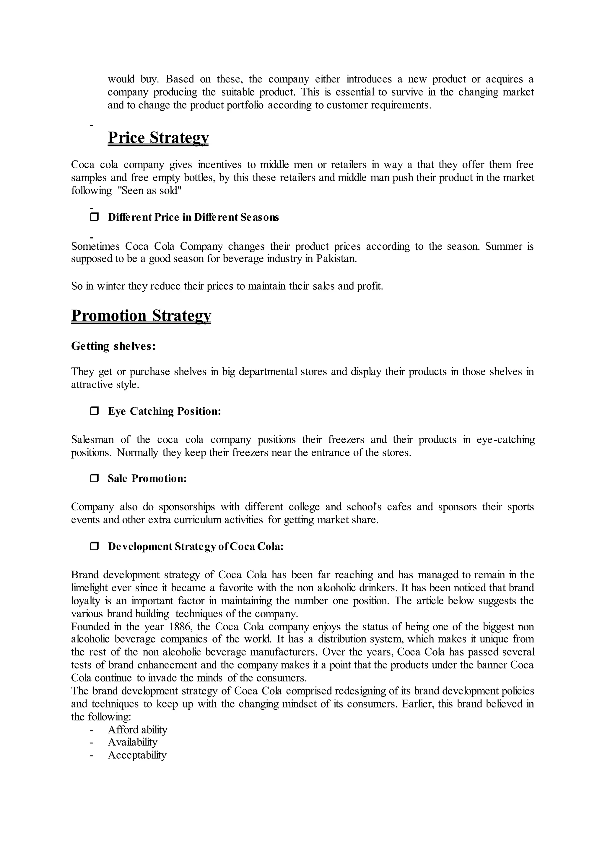 Marketing strategy of coca cola | DOCX