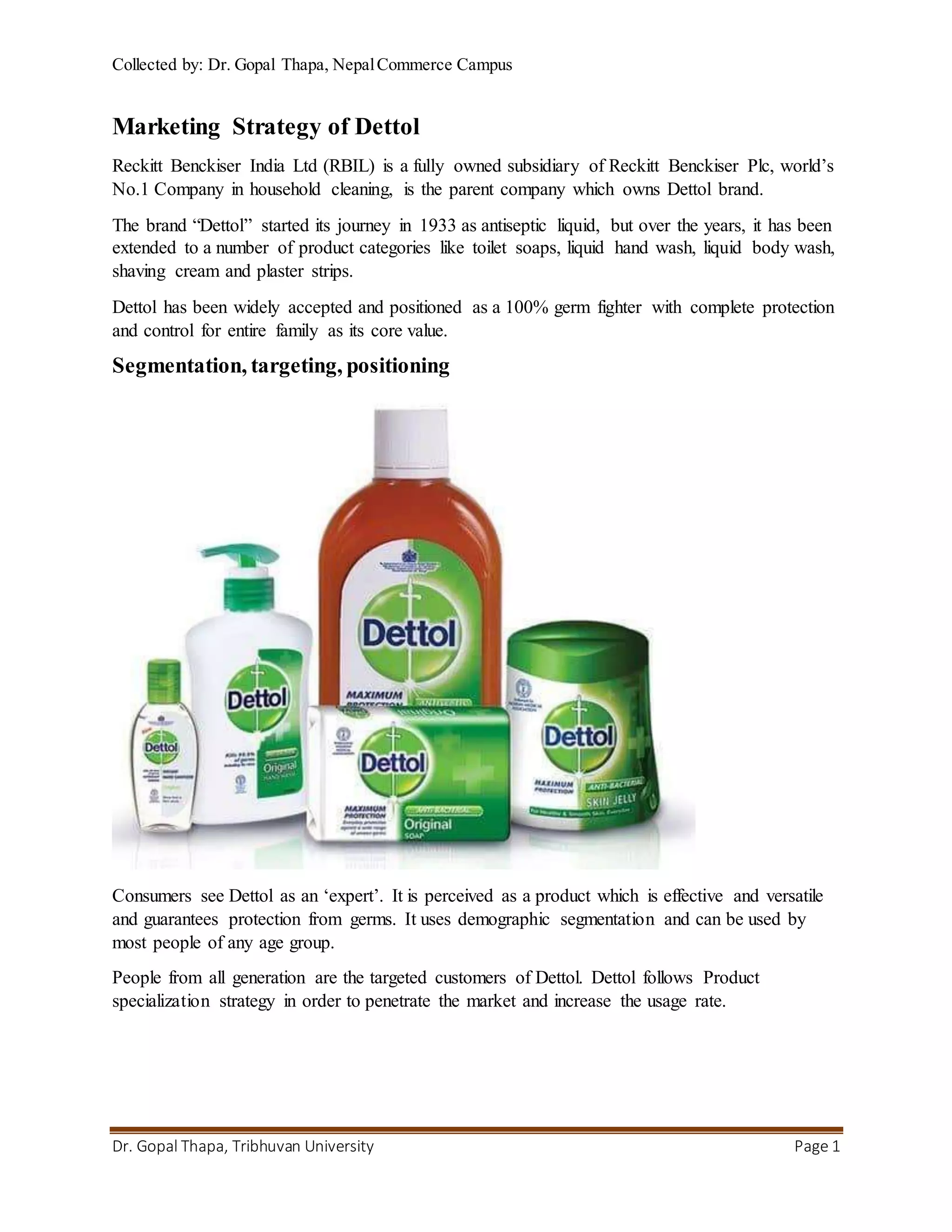 Marketing strategy of dettol | DOCX