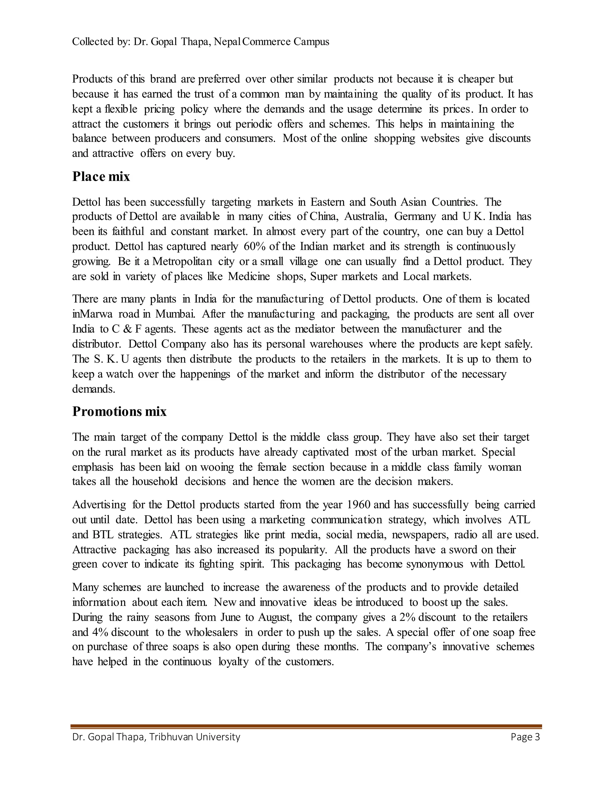 Marketing strategy of dettol | DOCX