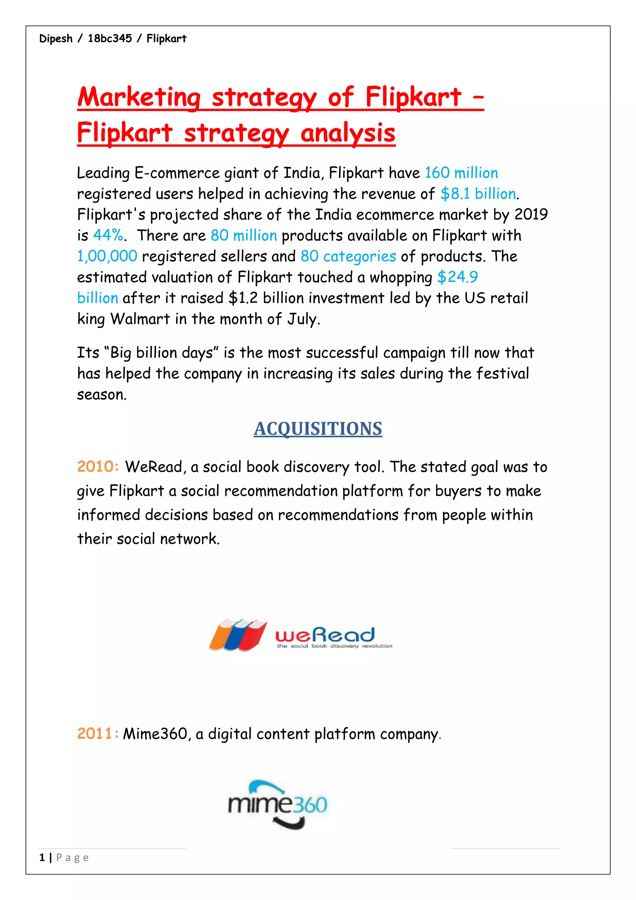 Marketing strategy of flipkart | PDF