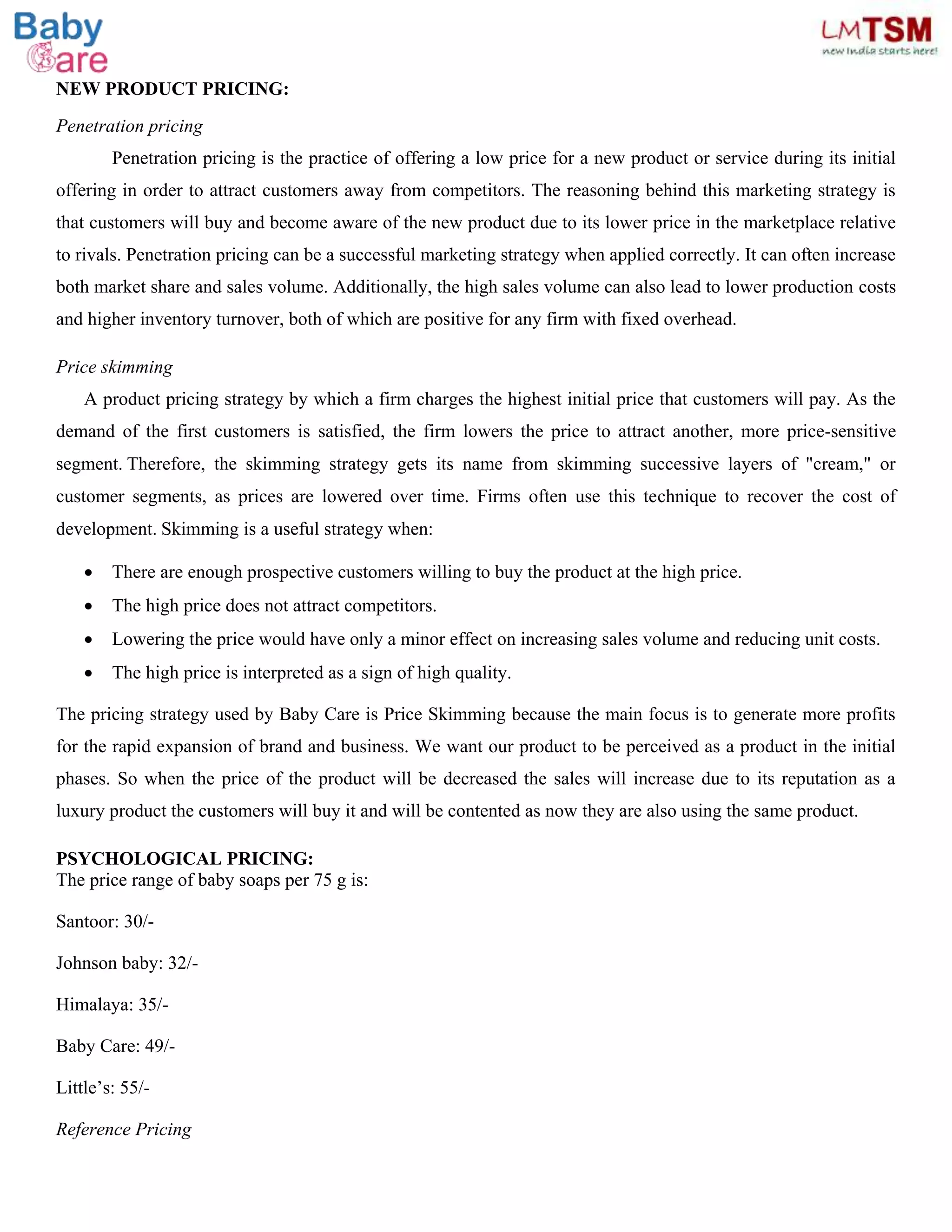 Marketing strategy of new baby soap brand | PDF