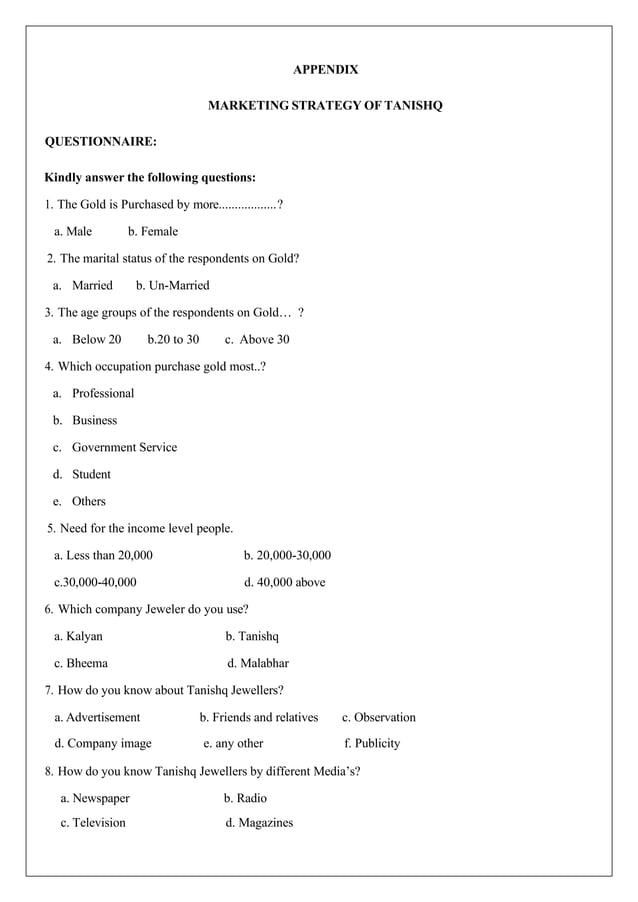 Marketing Strategy Of Tanishq Word Pproject Pdf