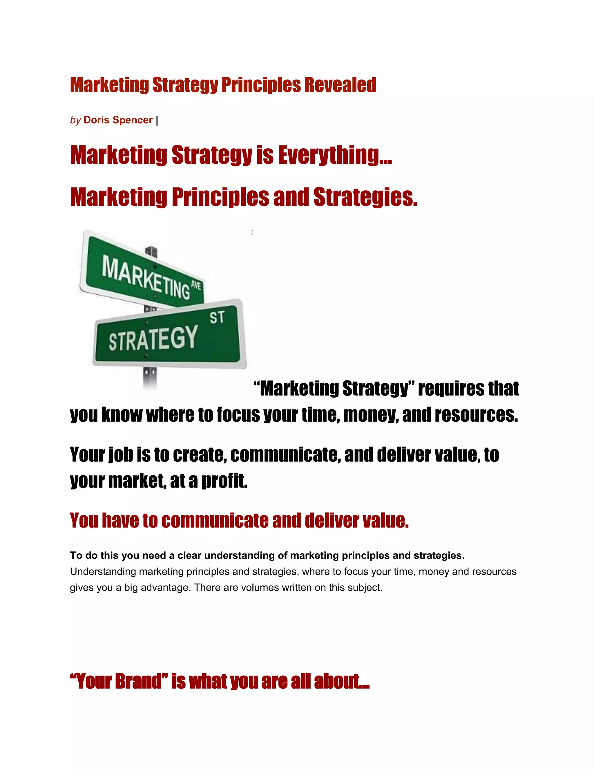 Marketing strategy principles revealed | PDF Marketing strategy principles revealed | PDF