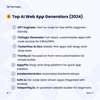 Top 8+ AI Web App Generators [Based on Research Data] | PDF