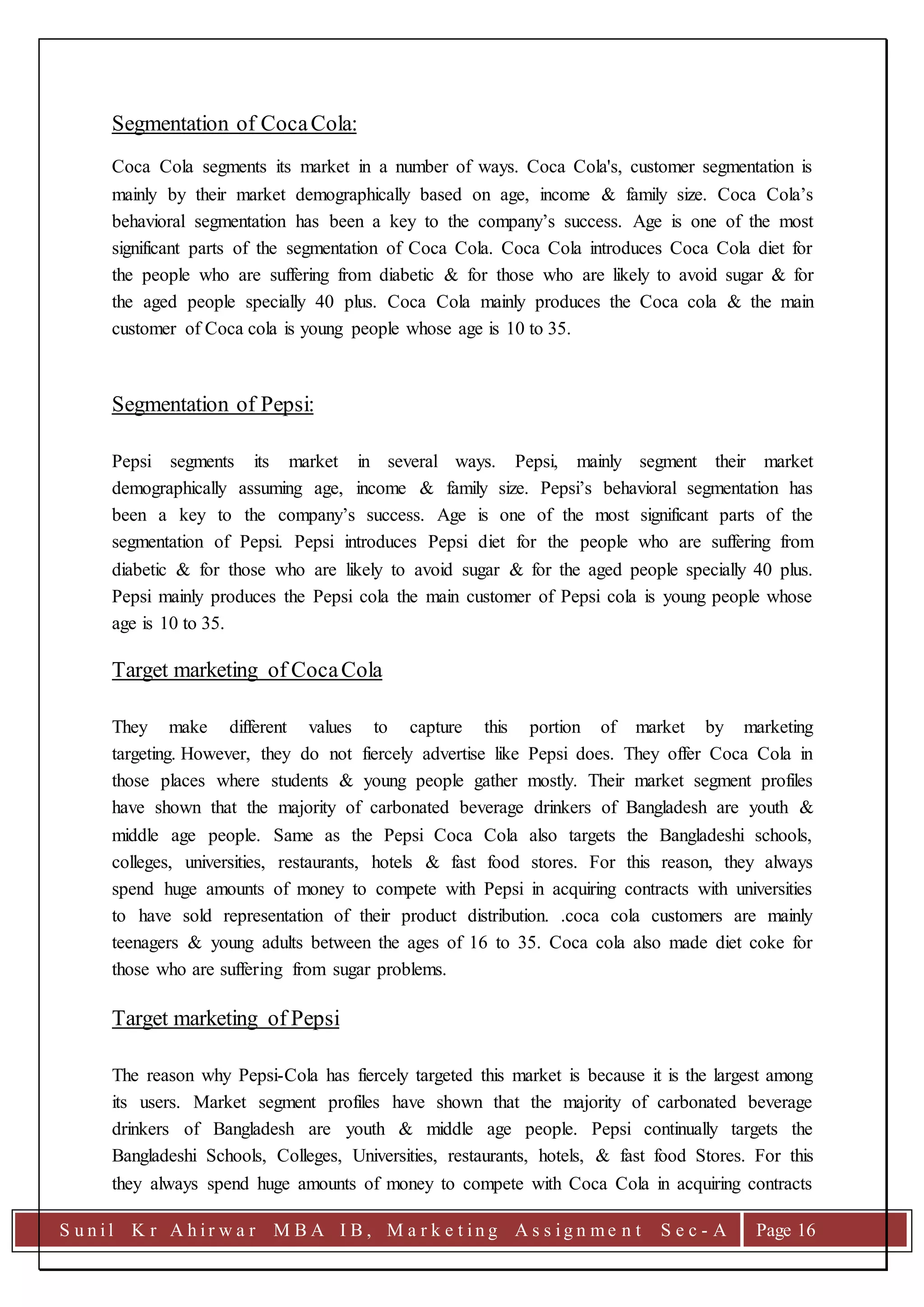 Comparative Analysis Coca-Cola Vs Pepsi | DOCX