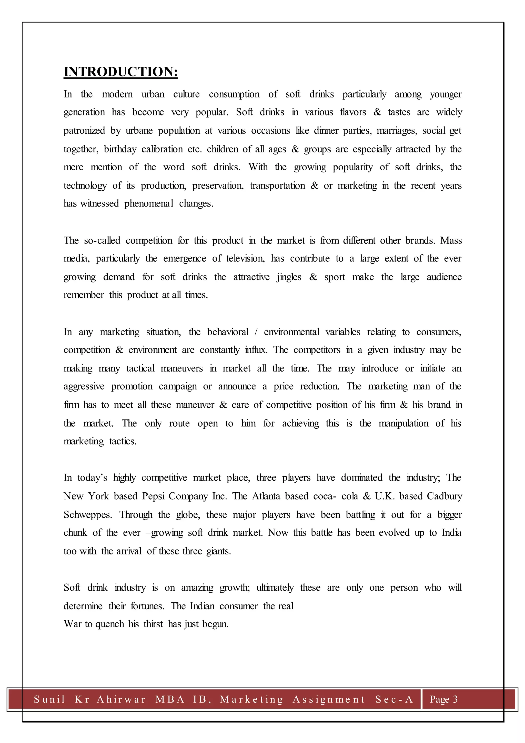 Comparative Analysis Coca-Cola Vs Pepsi | DOCX