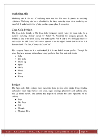 Comparative Analysis Coca-Cola Vs Pepsi | DOCX