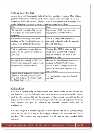 Comparative Analysis Coca-Cola Vs Pepsi | DOCX
