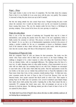 Comparative Analysis Coca-Cola Vs Pepsi | DOCX