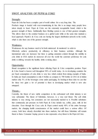 Comparative Analysis Coca-Cola Vs Pepsi | DOCX