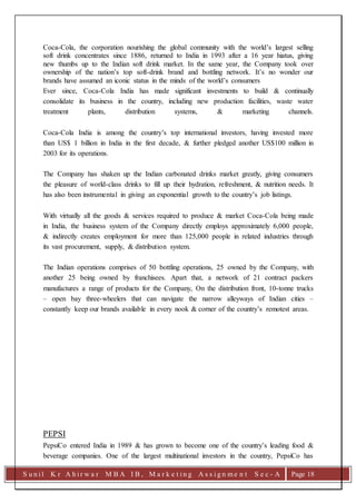 Comparative Analysis Coca-Cola Vs Pepsi | DOCX