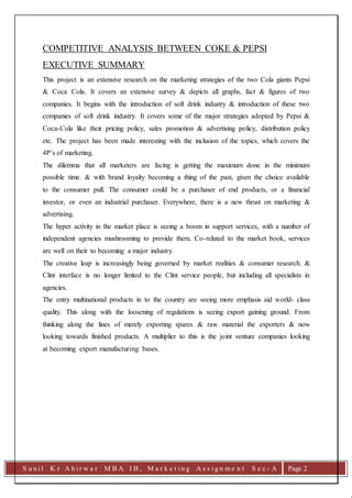 Comparative Analysis Coca-Cola Vs Pepsi | DOCX