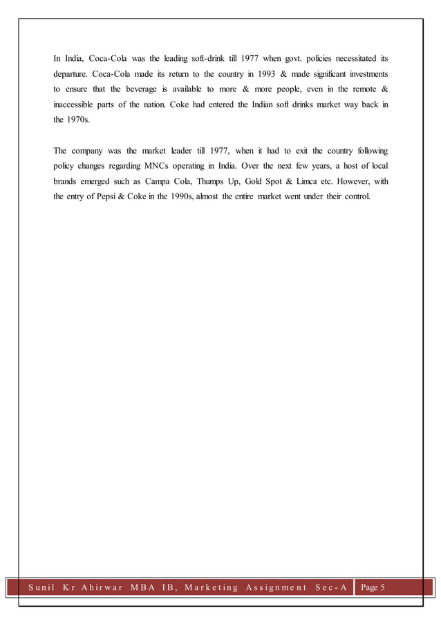 Comparative Analysis Coca-Cola Vs Pepsi | DOCX | Business | Business ...