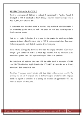 Comparative Analysis Coca-Cola Vs Pepsi | DOCX