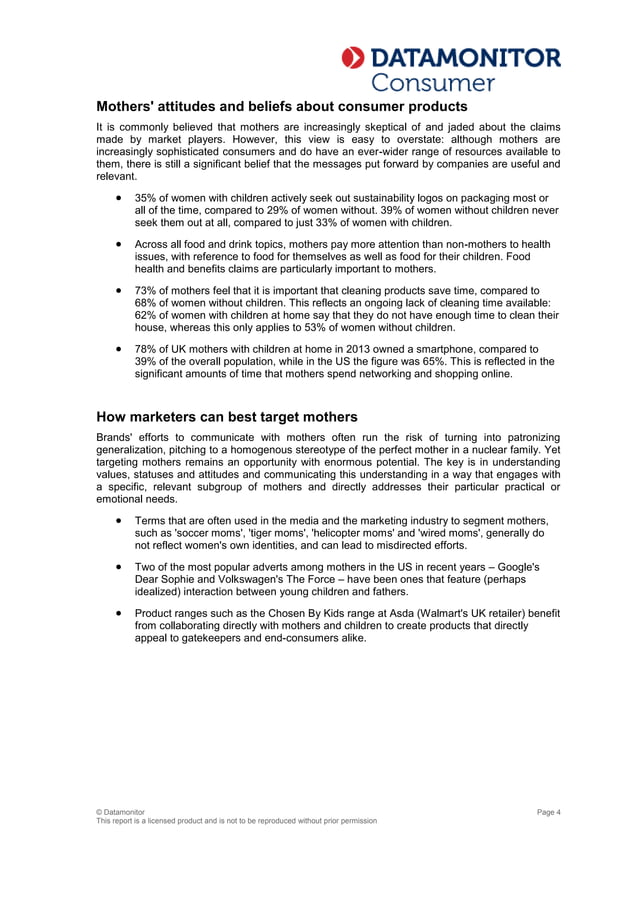 Marketing to Families With Kids: New Strategies in Targeting Mothers | PDF