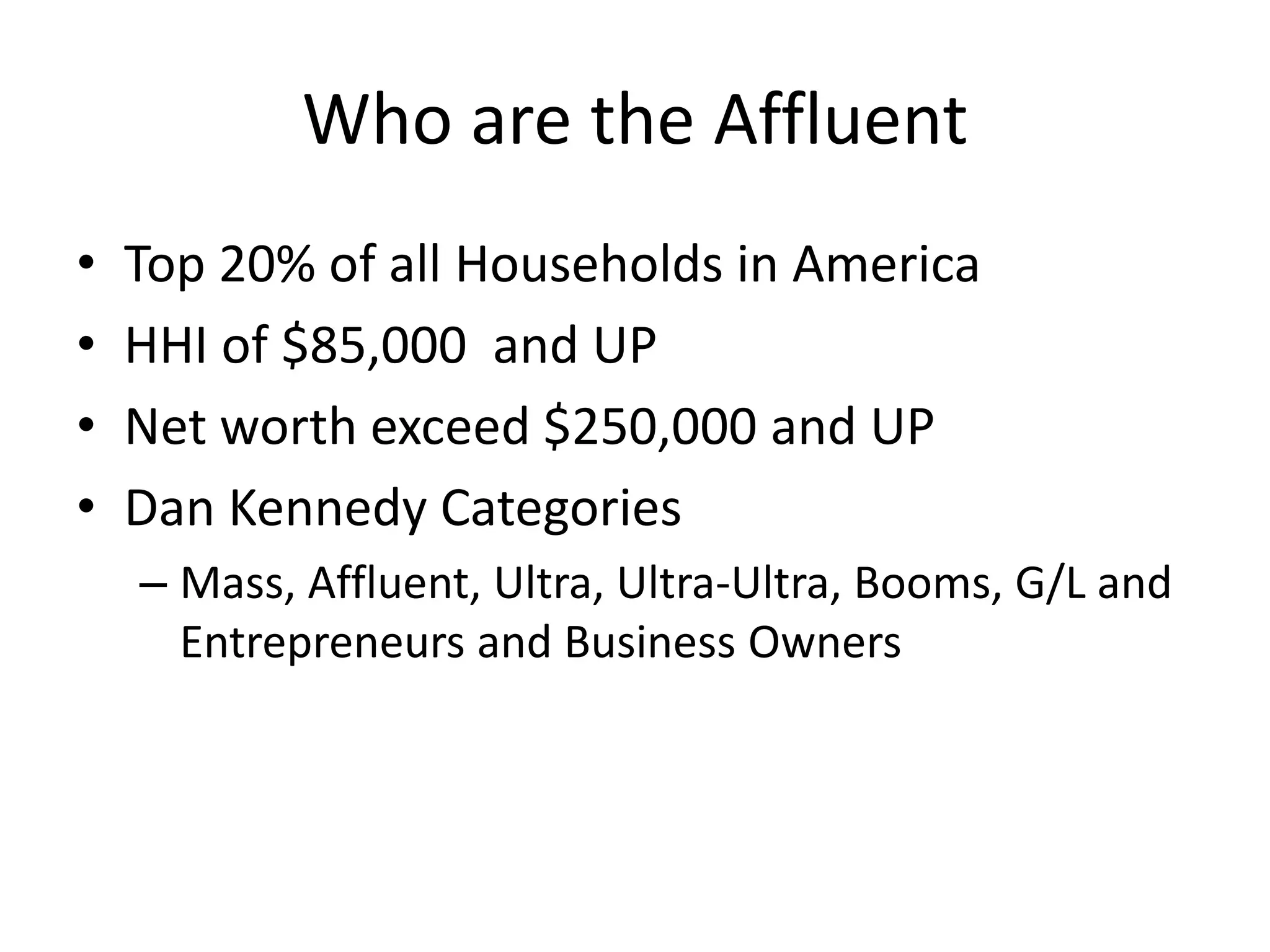 Marketing to the affluent | PPT