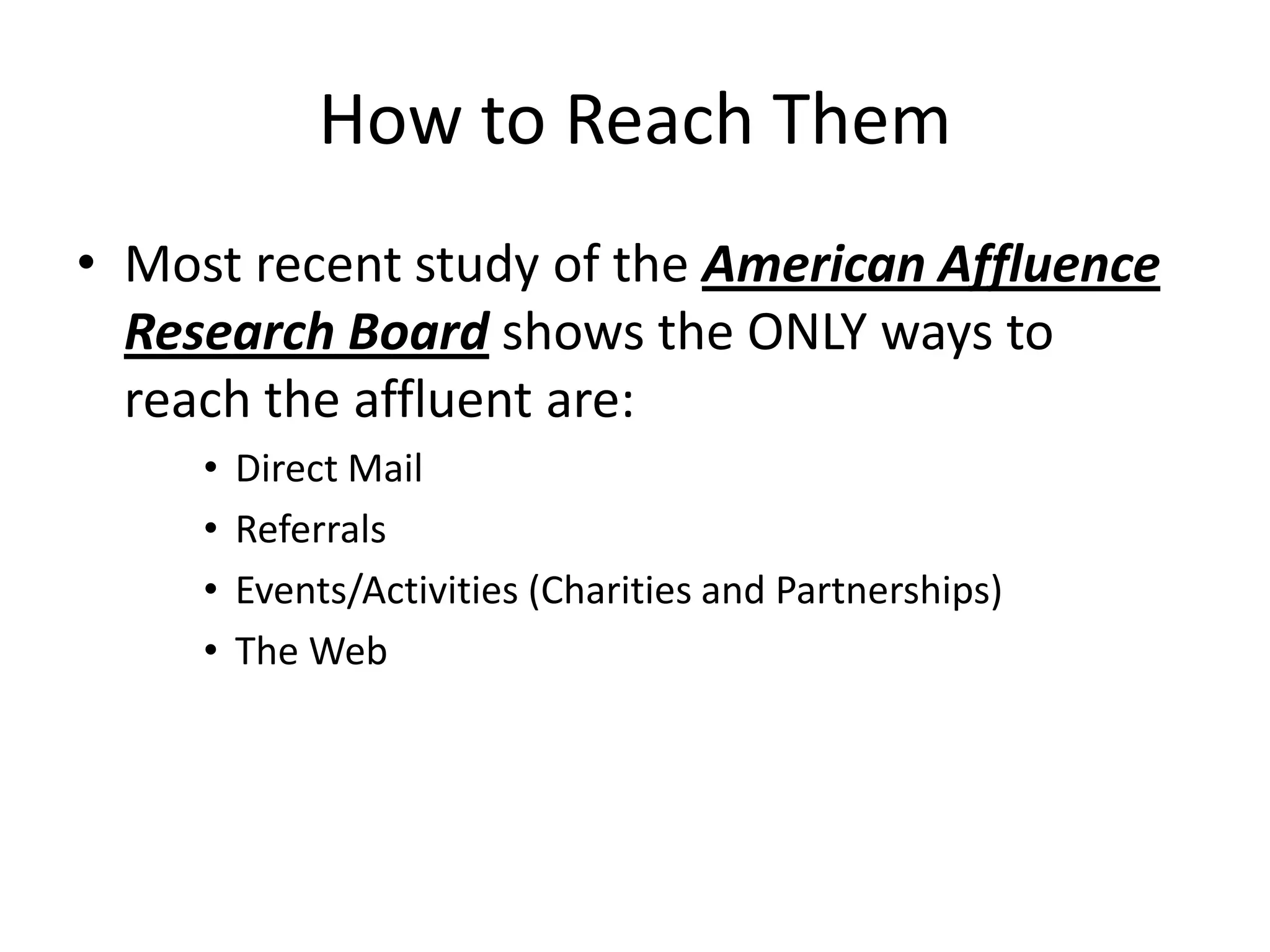 Marketing to the affluent | PPT
