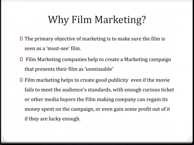 Marketing trends in film industry | PPTX | Movies | Entertainment