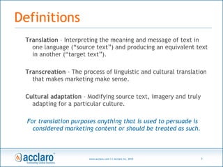 Marketing Translation with Acclaro | PPT