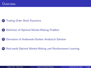 Stochastic Control/Reinforcement Learning for Optimal Market Making | PDF