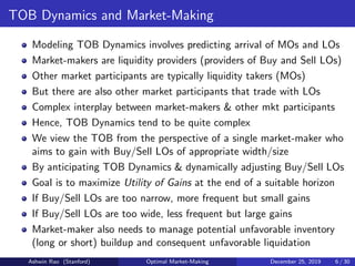 Stochastic Control/Reinforcement Learning for Optimal Market Making | PDF