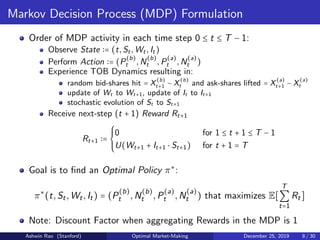 Stochastic Control/Reinforcement Learning for Optimal Market Making | PDF