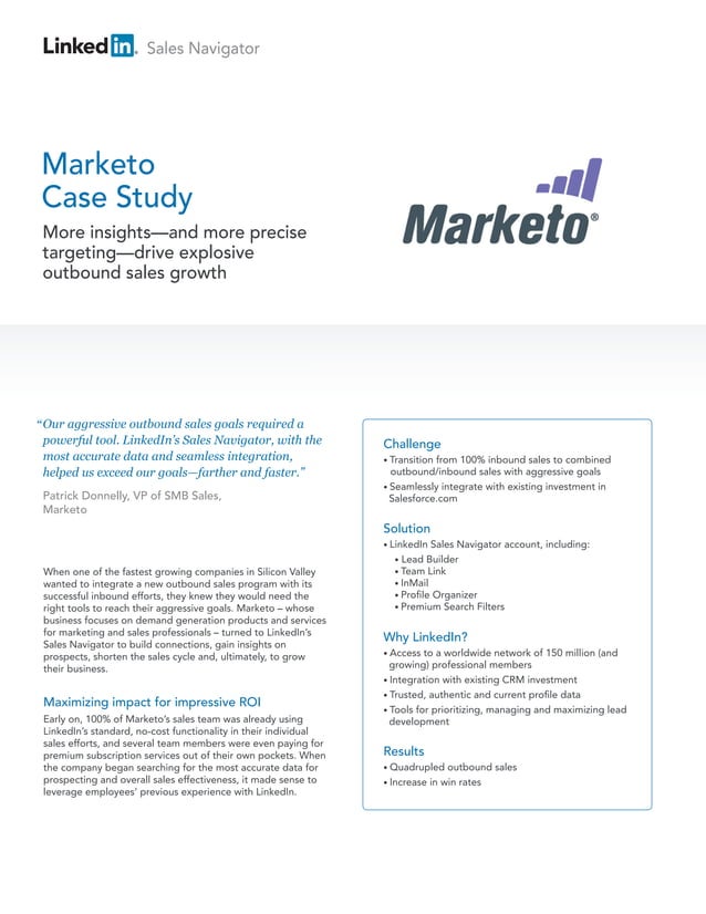 Marketo Linkedin Case Study | PDF | Social Networking | Internet