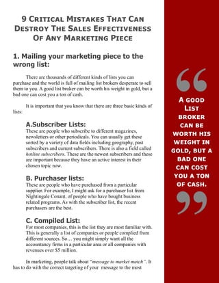 9 Critical Mistakes That Can Destroy Even The Most Powerful Marketing ...