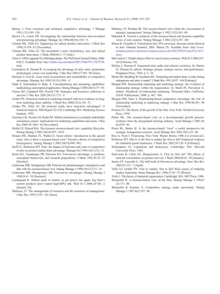 Market pioneers, late movers, and the resource based view (rbv)- a ...