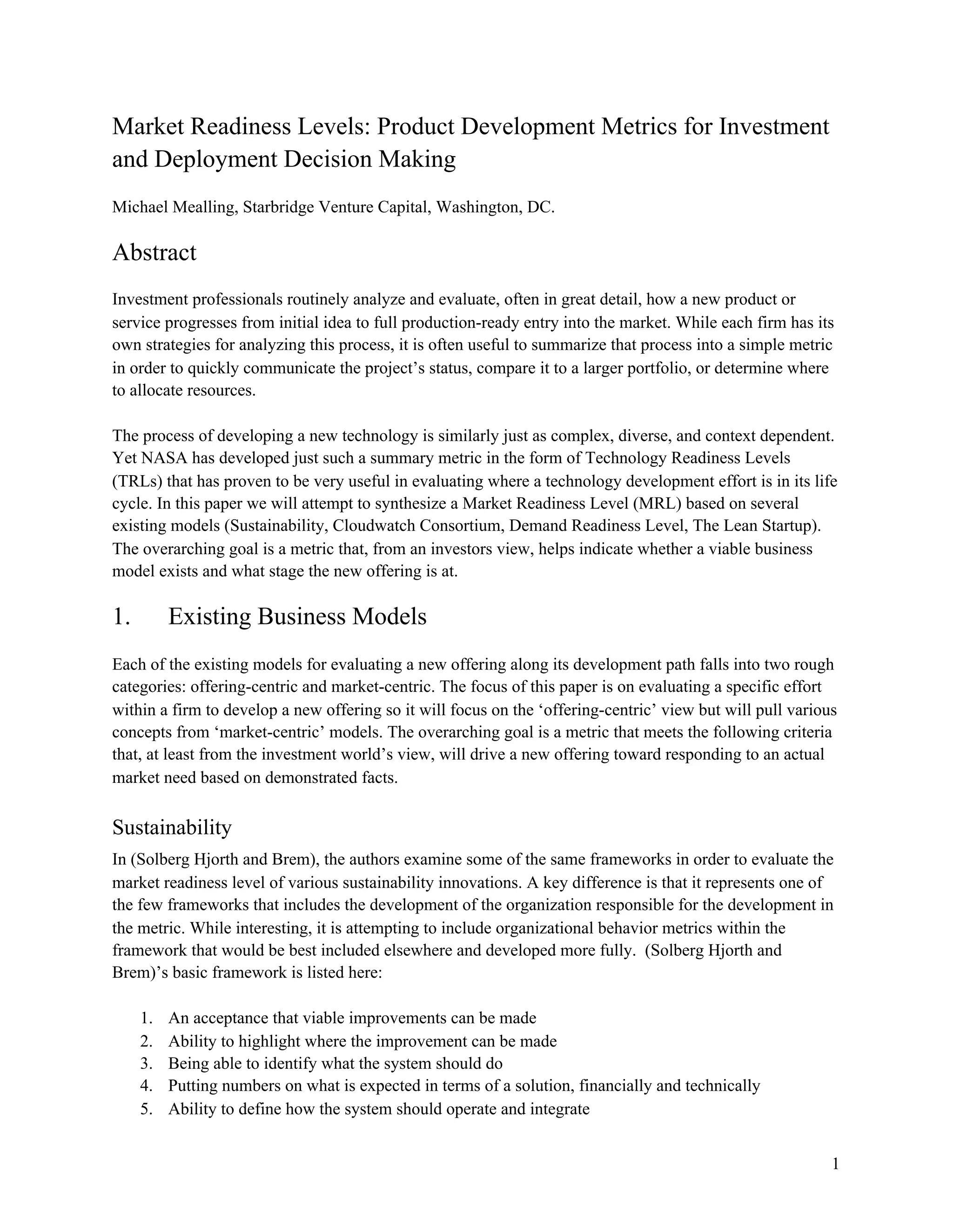 Market readiness levels | PDF