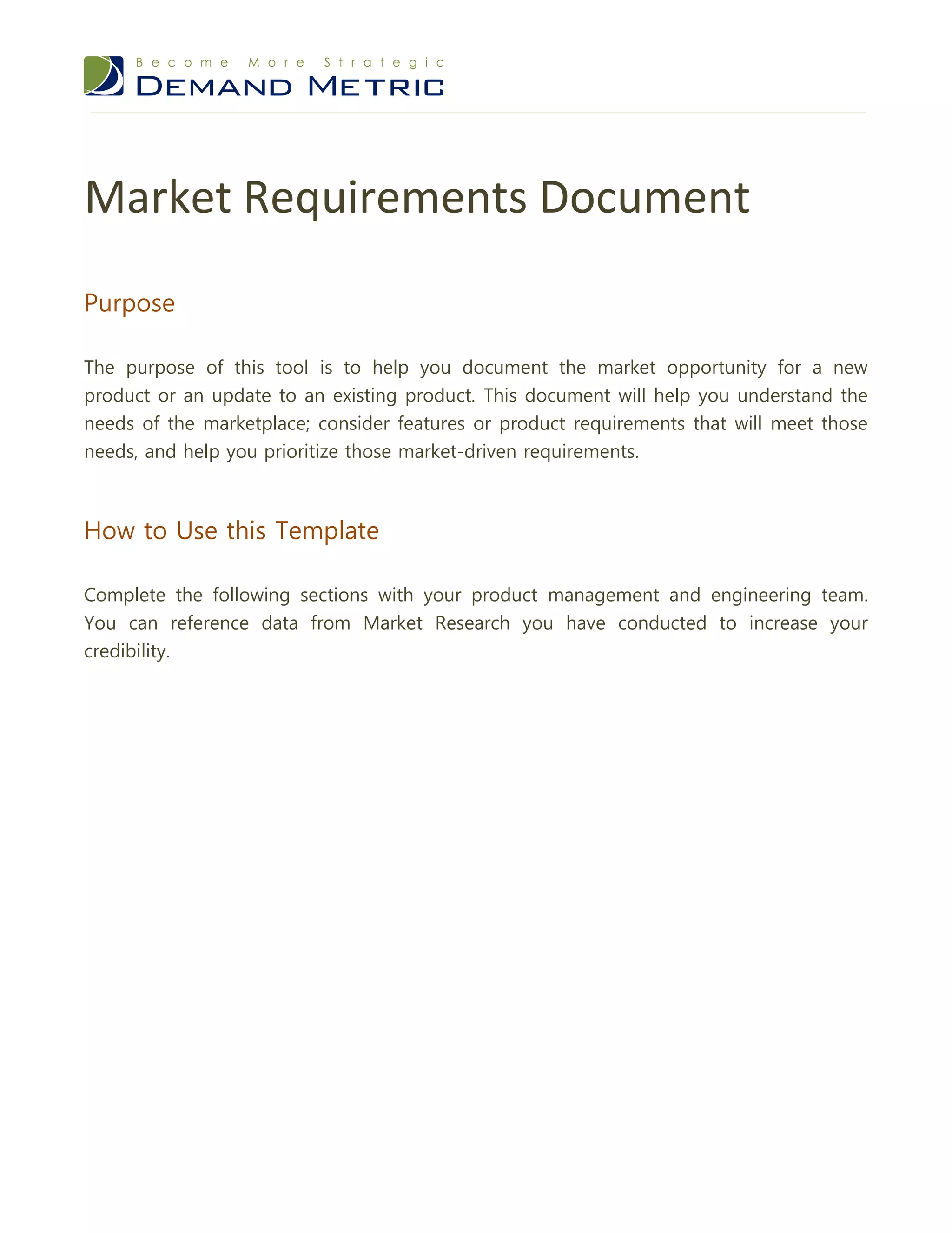 Market Requirements Document | PDF