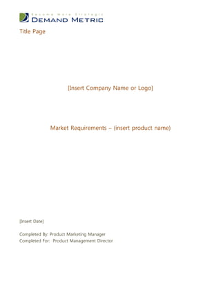 Market Requirements Document | PDF