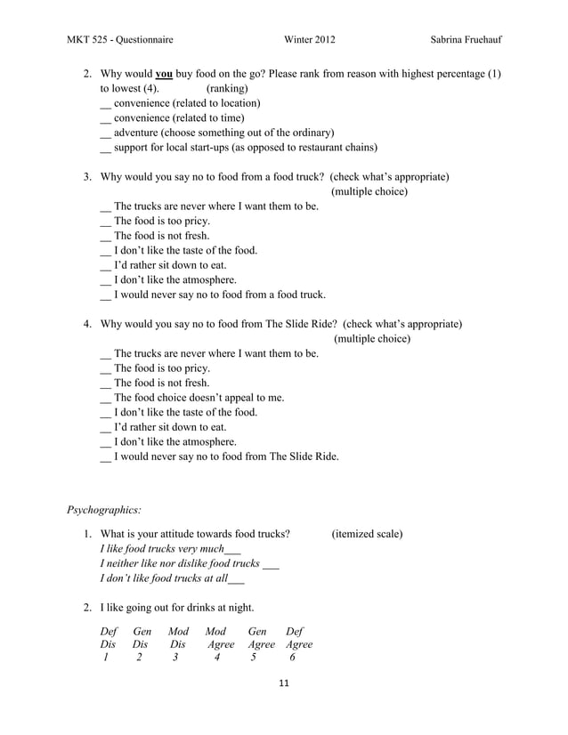 Market research mkt 525 questionnaire | PDF