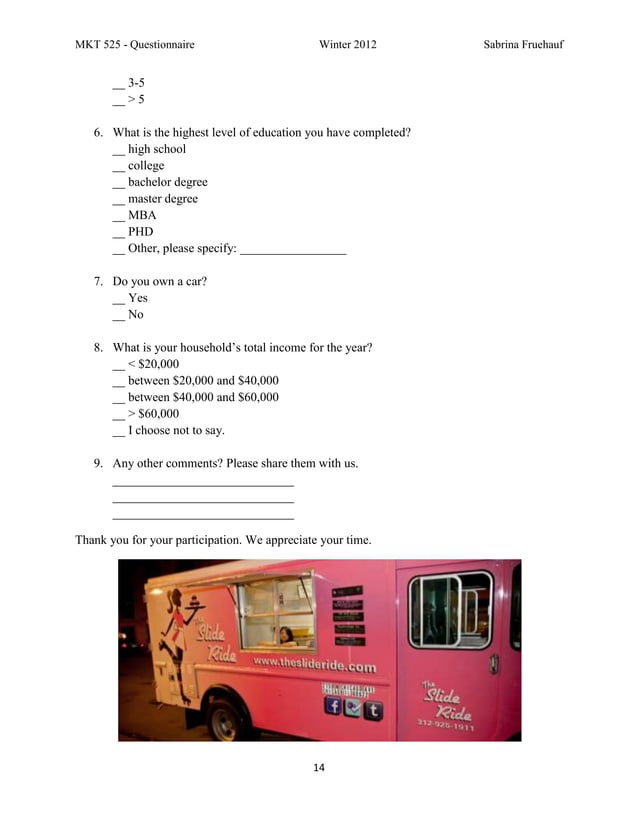 Market research mkt 525 questionnaire | PDF