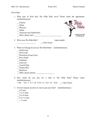 Market research mkt 525 questionnaire | PDF