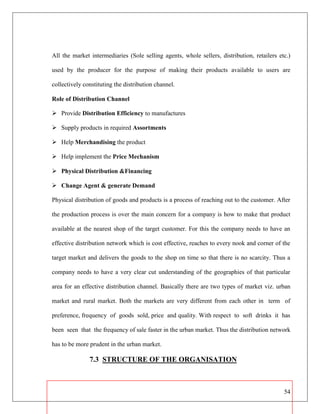 Market Research on Distribution System of Pepsi Project Report | DOC