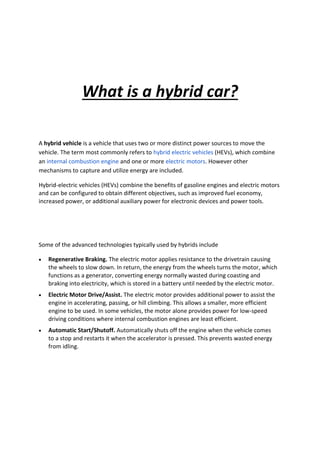 Market research project on hybrid cars | DOCX