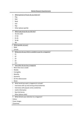 Blank Questionnaire | DOCX