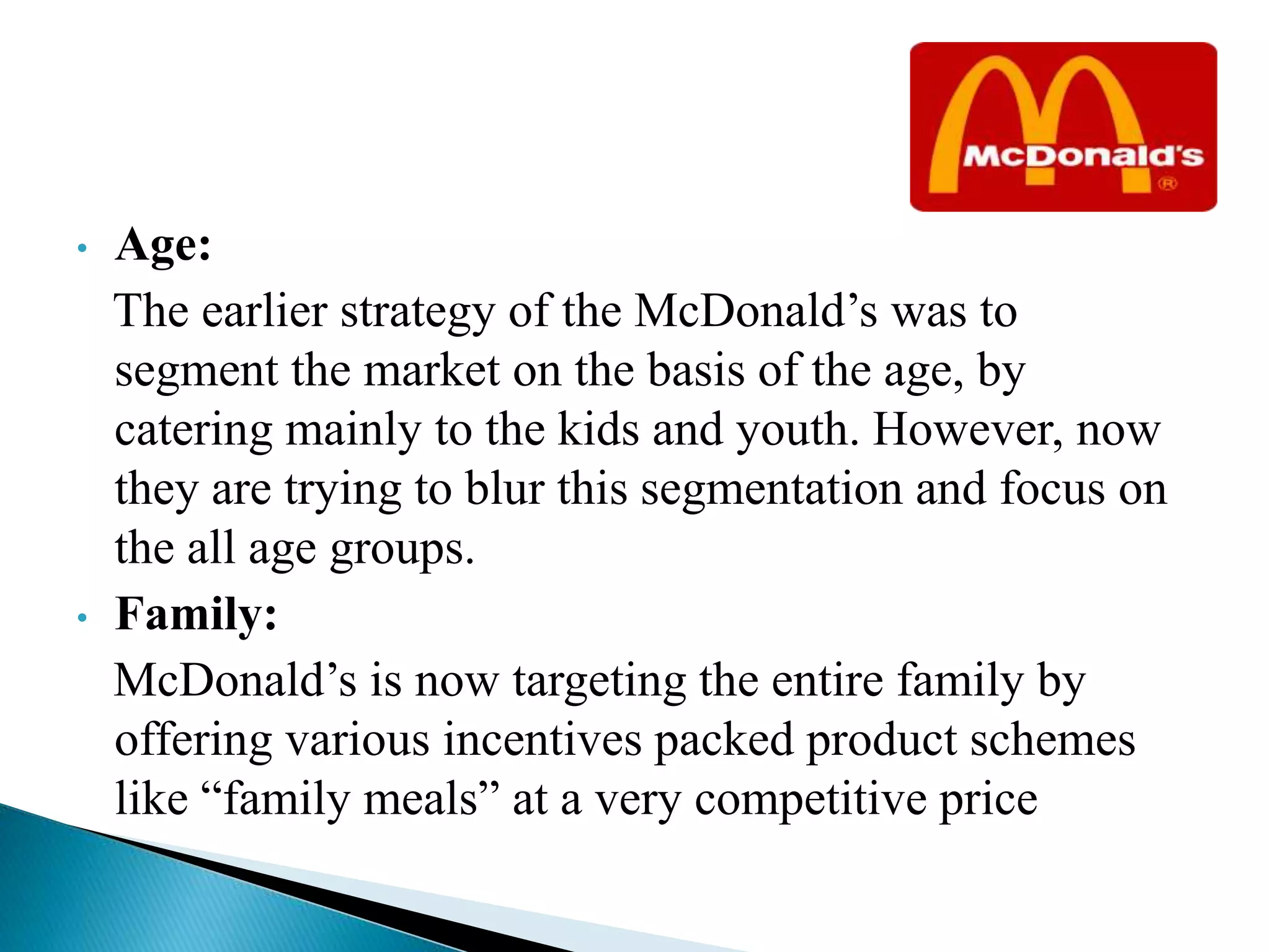 Market segment on mc donalds | PPTX