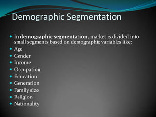 Market segmentation | PPTX | Business | Business and Finance